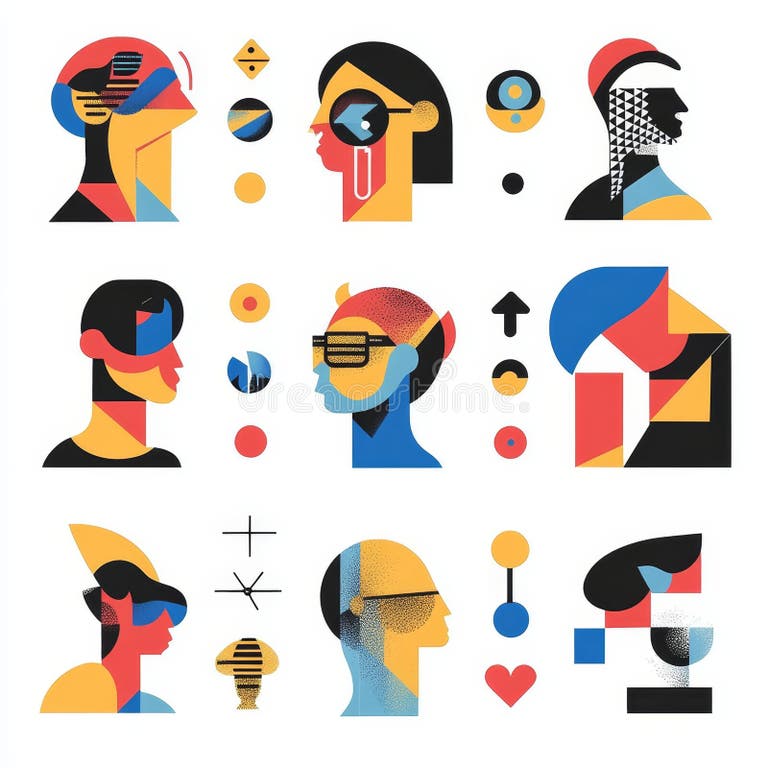 Vector Set of Flat Avatars with Different Geometrical Shapes. Modern ...