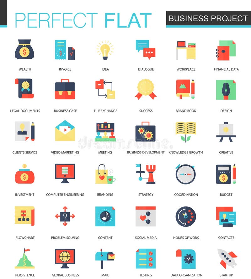 Vector Set of Flat Business Project Icons. Stock Vector - Illustration ...
