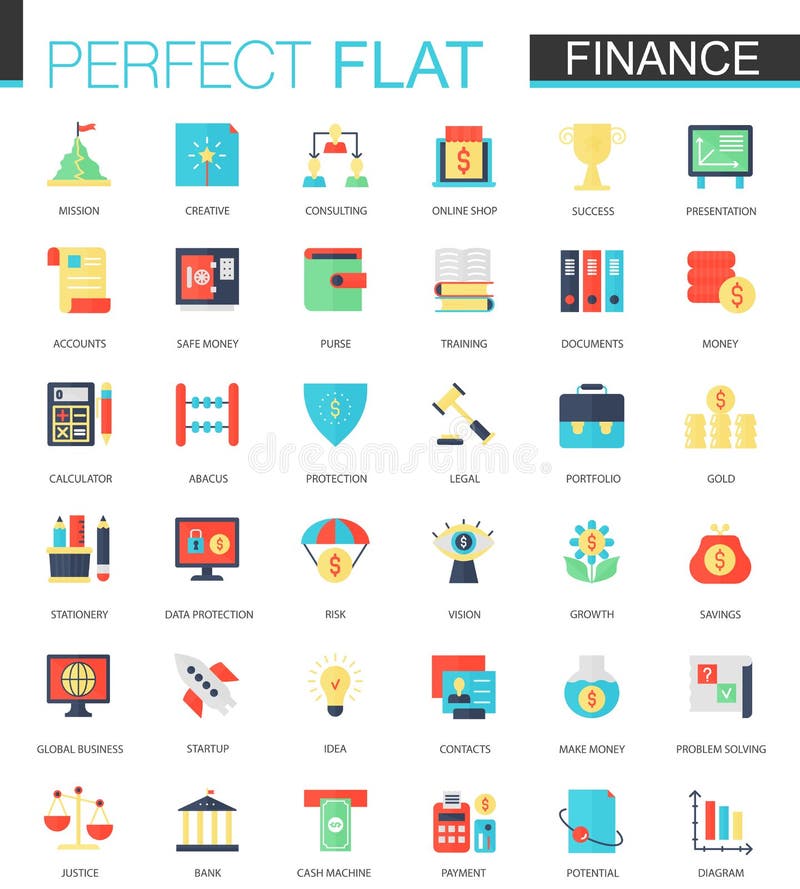 Vector Set of Flat Finance Icons. Stock Vector - Illustration of ...