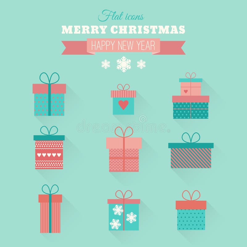 Vector set flat gift icons stock vector. Illustration of paper - 46904709