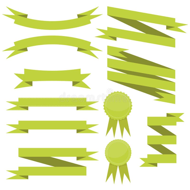 Vector Set of Flat Green Ribbons Stock Vector - Illustration of ...