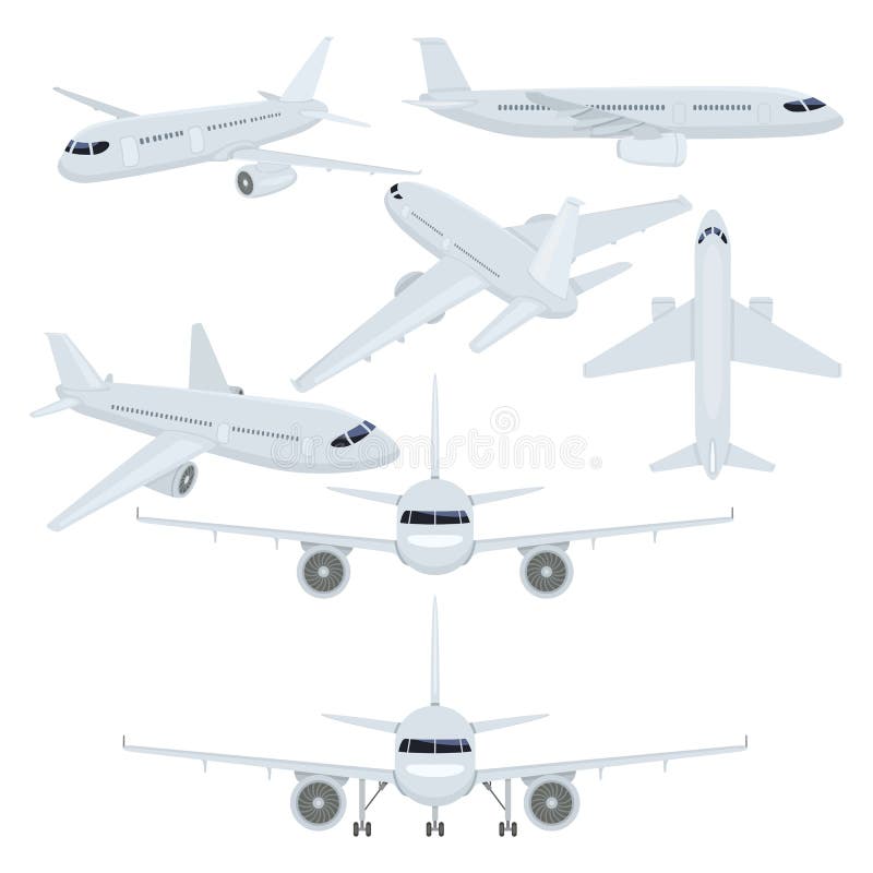 Set of civil planes series stock illustration. Illustration of isolated ...