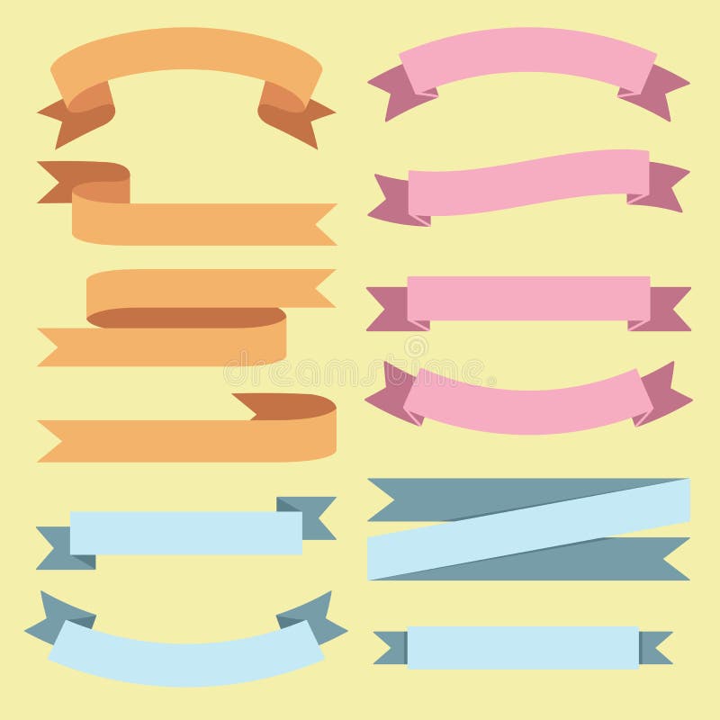 Vector set of flat ribbons stock illustration. Illustration of sale ...