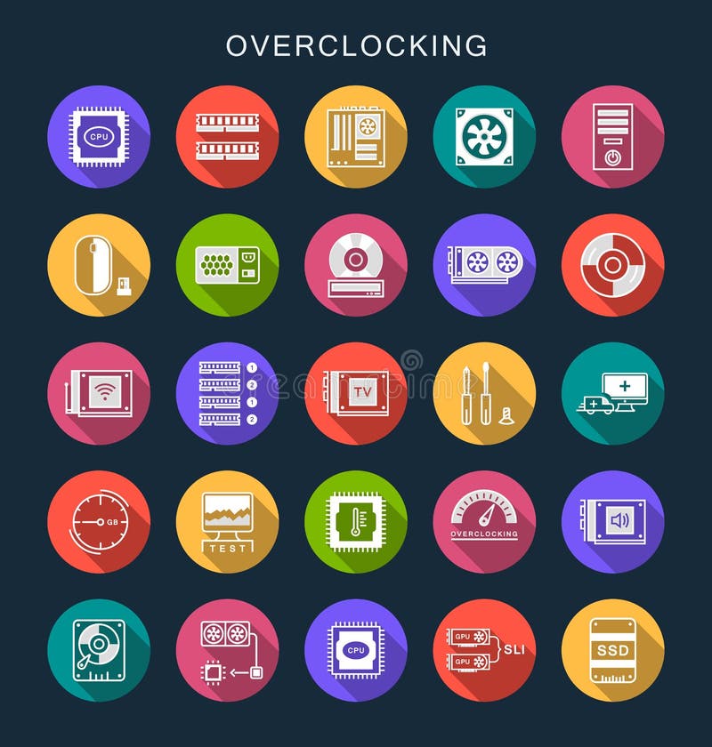 Vector Set Flat Square Icons Stock Illustration - Illustration of ...