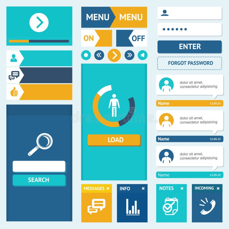 Vector Set of Flat Web Design Elements Stock Vector - Illustration of ...