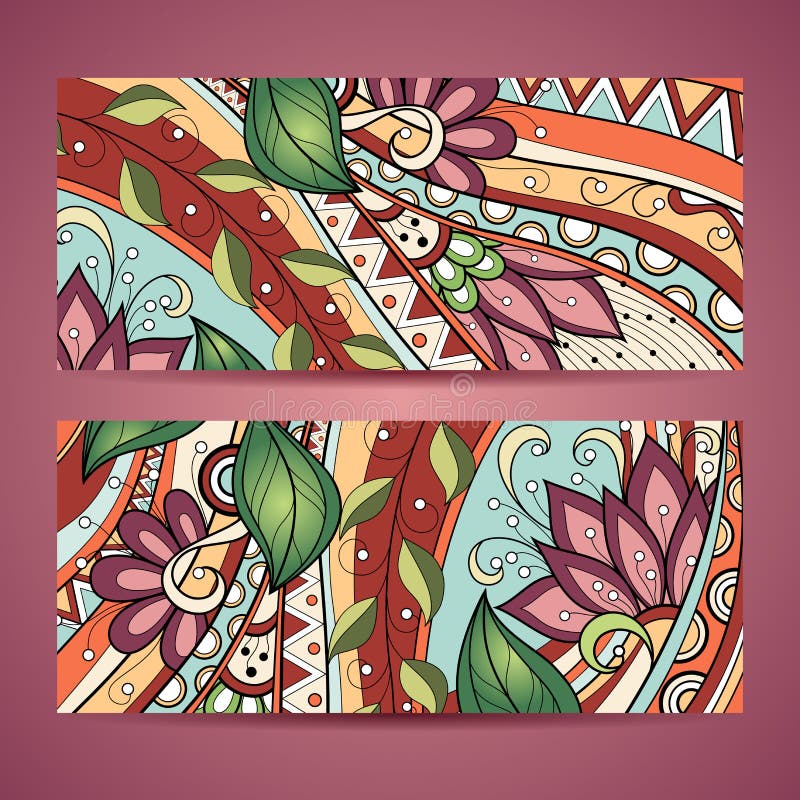 Vector Set of Floral Banners Stock Vector - Illustration of leaf ...