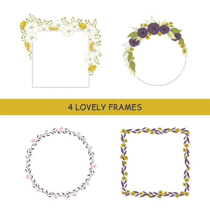Vector Set of Floral Frames Stock Vector - Illustration of decorative ...