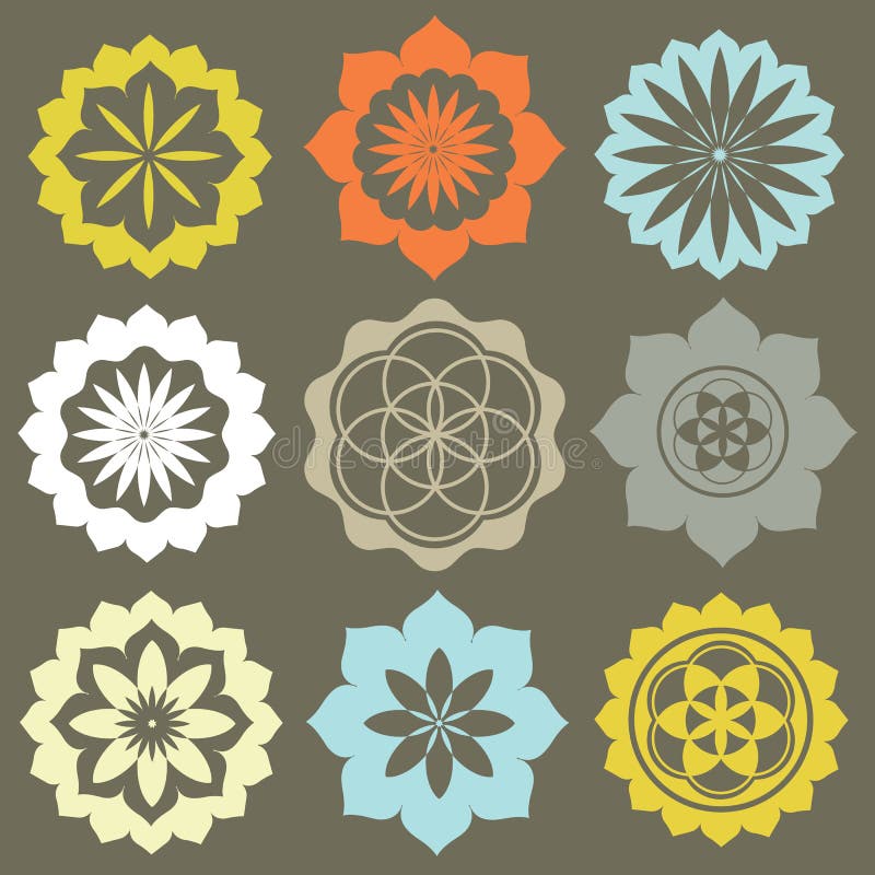 Vector Set of Flower Symbols Stock Vector - Illustration of medicine ...