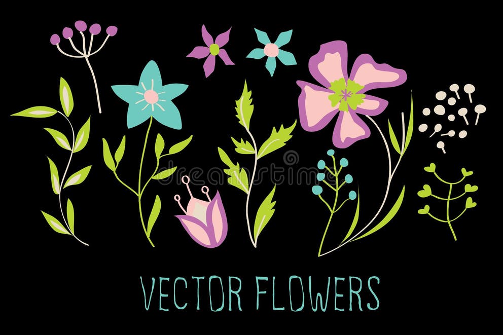 Vector set of flowers stock vector. Illustration of flowers - 96554379