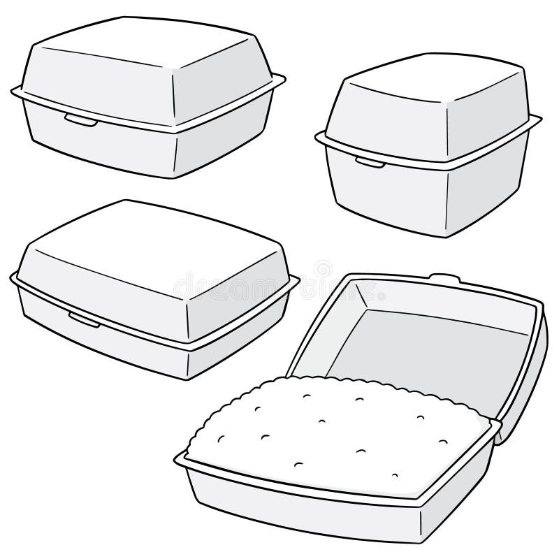 Vector set of foam box stock vector. Illustration of packaging - 119341259