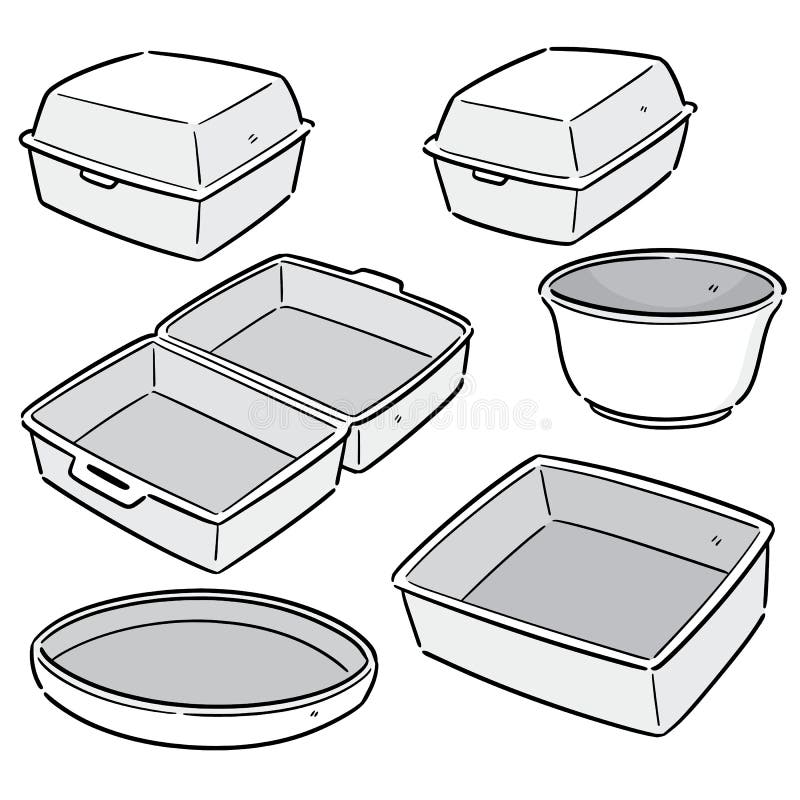Vector Set of Foam Container Stock Vector - Illustration of foam, clip ...