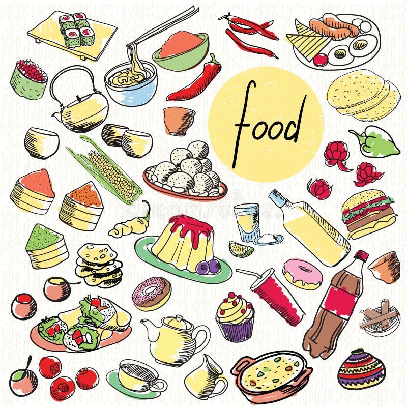Vector set of food. stock vector. Illustration of food - 58402450