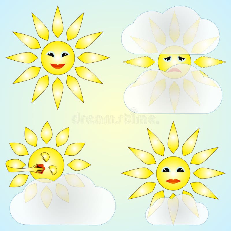 Vector Set of Four Abstract Weather Icons with Sun Stock Vector ...