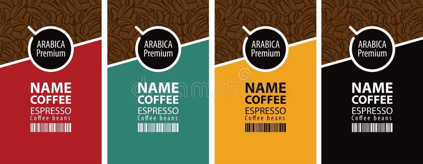 Premium Coffee Packaging Label Set Stock Illustrations – 365 Premium ...