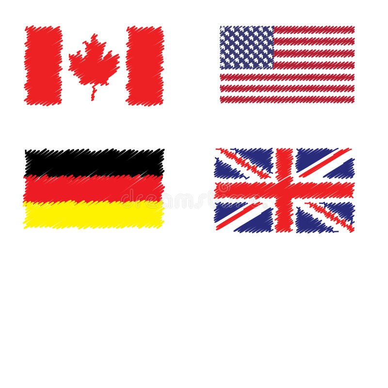 Stylized Vector Illustration of Four Country Flags Stock Vector ...