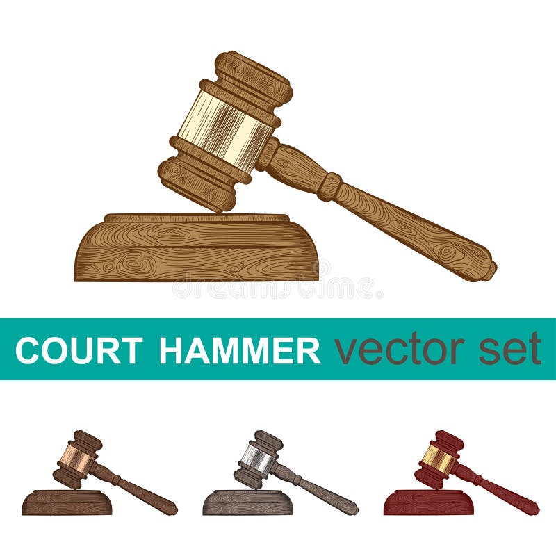 Vector Set of Four Court Hammers in Different Colors Stock Vector ...