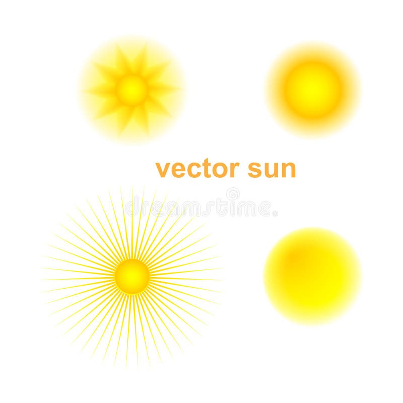 Vector Set of Four Different Suns. Stock Vector - Illustration of ...