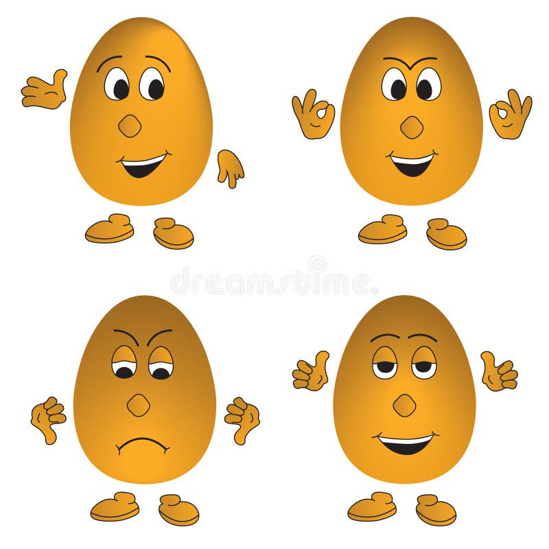 Vector Set of Four Eggs (smiley) Stock Vector - Illustration of eggs ...