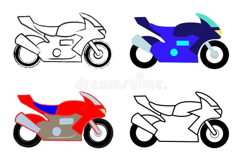Vector Set of Four High Speed Motorcycles Stock Vector - Illustration ...