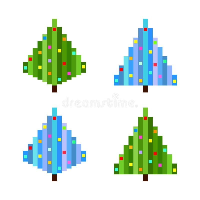 Vector Set of Four Pixel Art Christmas Trees. Stock Vector ...