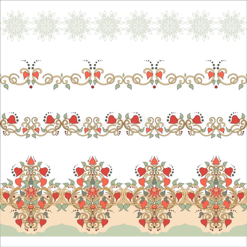 Vector Set of Four Seamless Borders Stock Vector - Illustration of ...