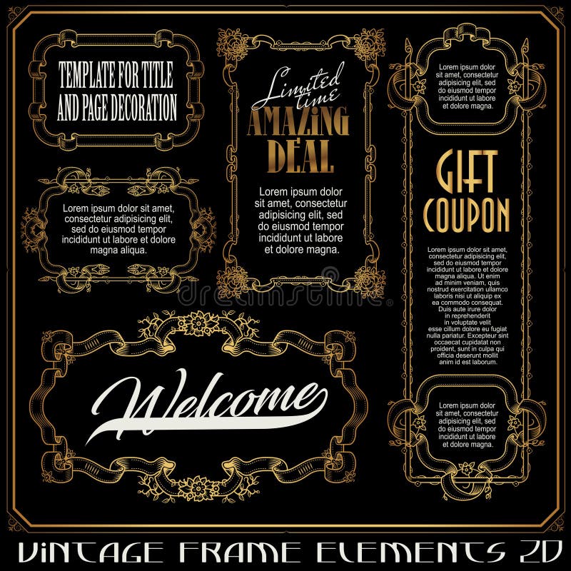 Vector Set Frame and Border Design Elements Stock Vector - Illustration ...