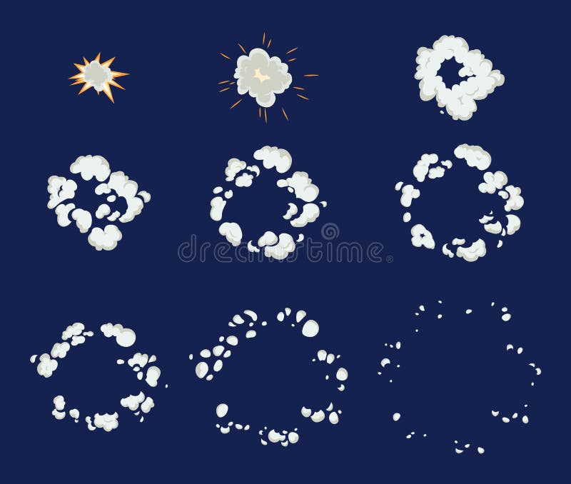 Vector Set of Frame-by-frame Images of the Explosion Stock Illustration ...
