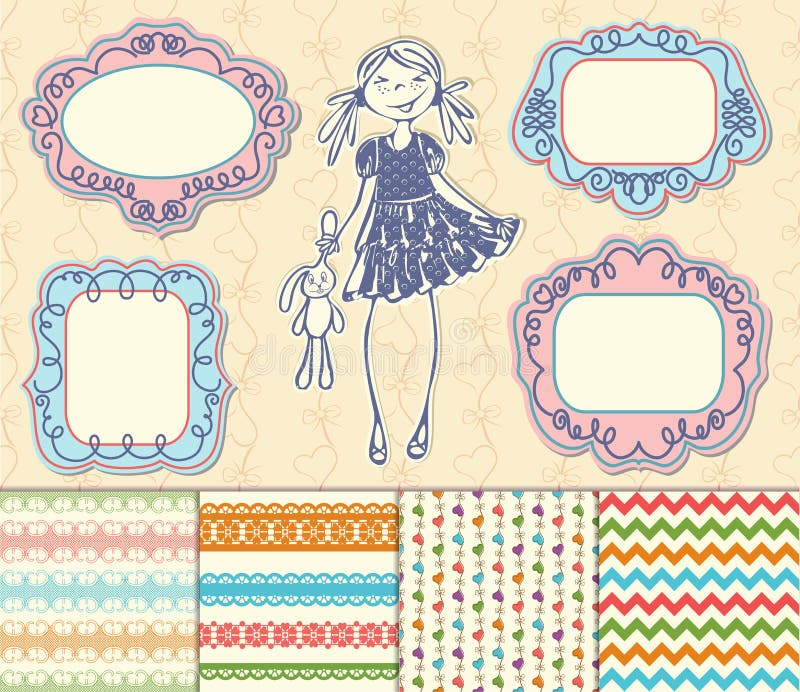 Baby girl frames stock illustration. Illustration of border - 1725988