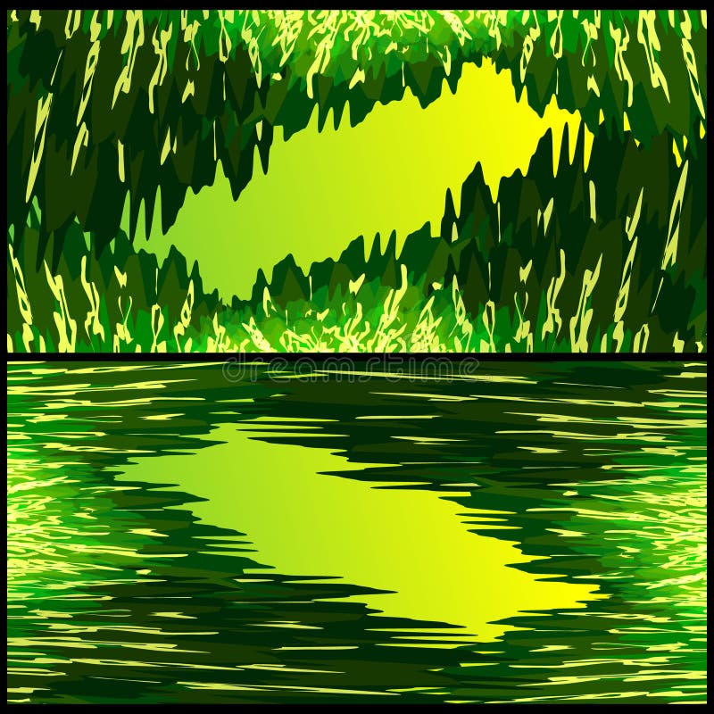 Vector Set of Frames from Underwater Algae Textures in the Sea O Stock ...