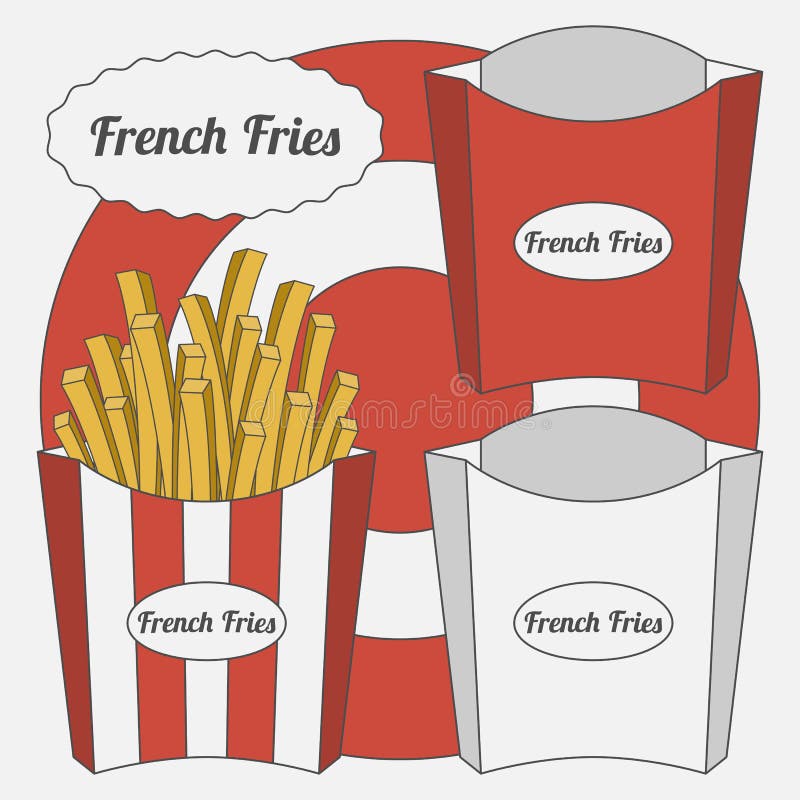 Vector Set of French Fries Boxes Stock Vector - Illustration of ...