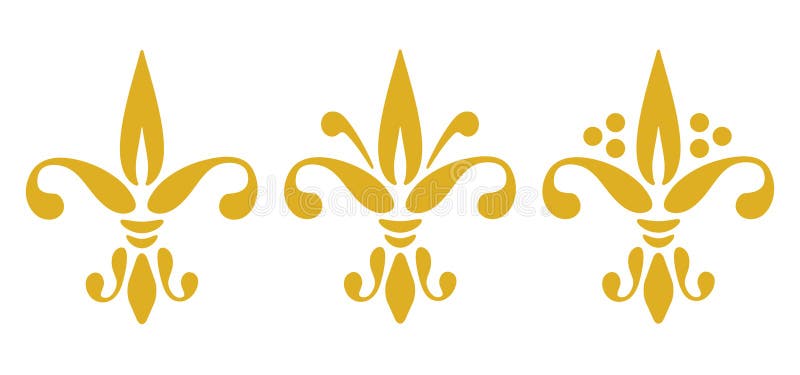 Vector Set of French Lily Icons. Vector Emblems of Fleur De Lys Stock ...