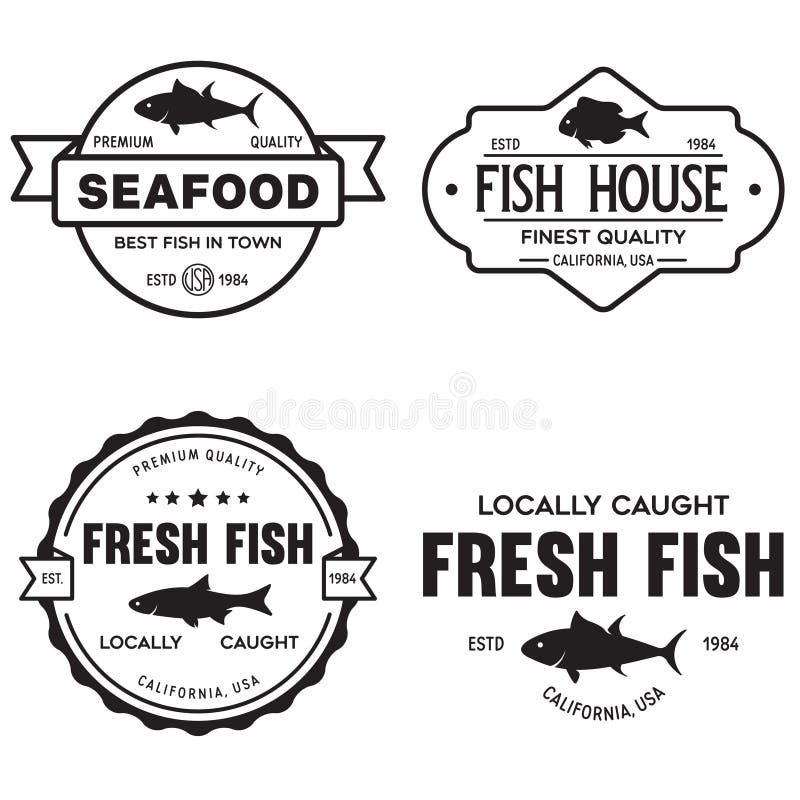Vector Set of Fresh Fish Labels, Logo, Badges and Design Elements ...