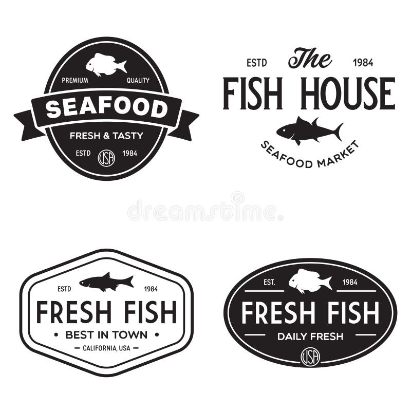 Vector Set of Fresh Fish Labels, Logo, Badges and Design Elements ...