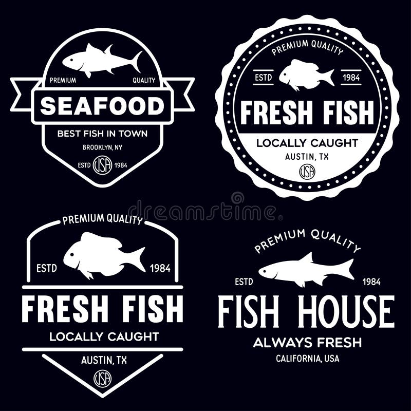 Vector Set of Fresh Fish Labels, Logo, Badges and Design Elements ...