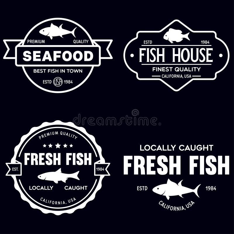 Vector Set of Fresh Fish Labels, Logo, Badges and Design Elements ...