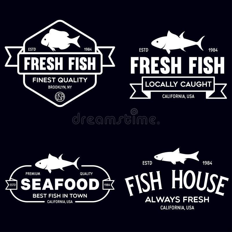 Vector Set of Fresh Fish Labels, Logo, Badges and Design Elements ...