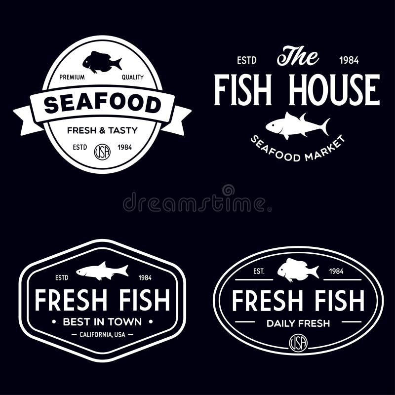 Vector Set of Fresh Fish Labels, Logo, Badges and Design Elements ...