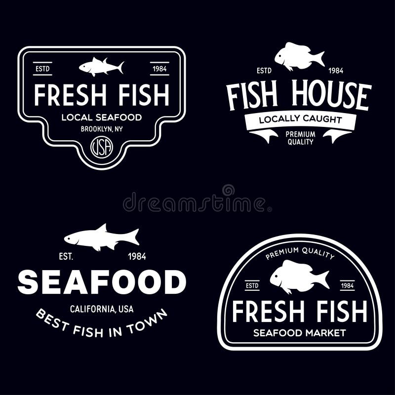 Vector Set of Fresh Fish Labels, Logo, Badges and Design Elements ...