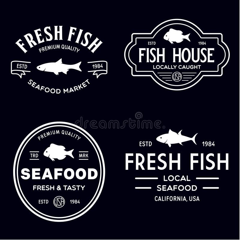 Vector Set of Fresh Fish Labels, Logo, Badges and Design Elements ...