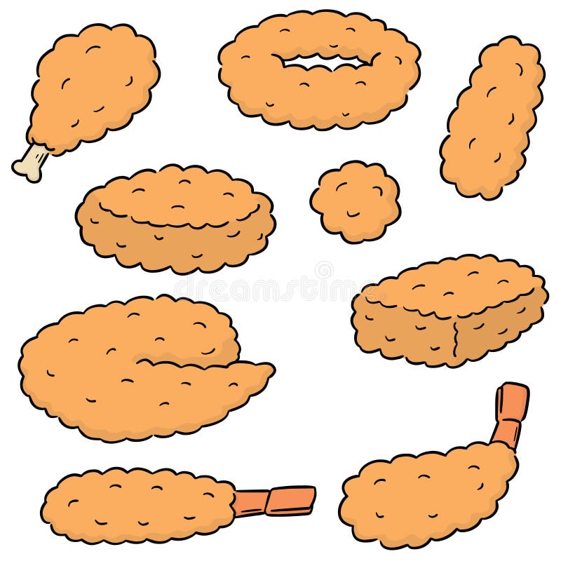 Vector set of fried food stock vector. Illustration of lunch - 144471996