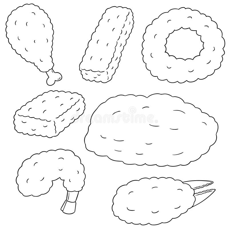 Vector Set Of Fried Food Stock Vector Illustration Of Chicken 119396208