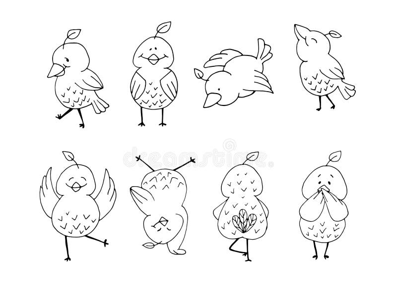 Vector Set of Funny Dancing Birds Stock Vector - Illustration of ...