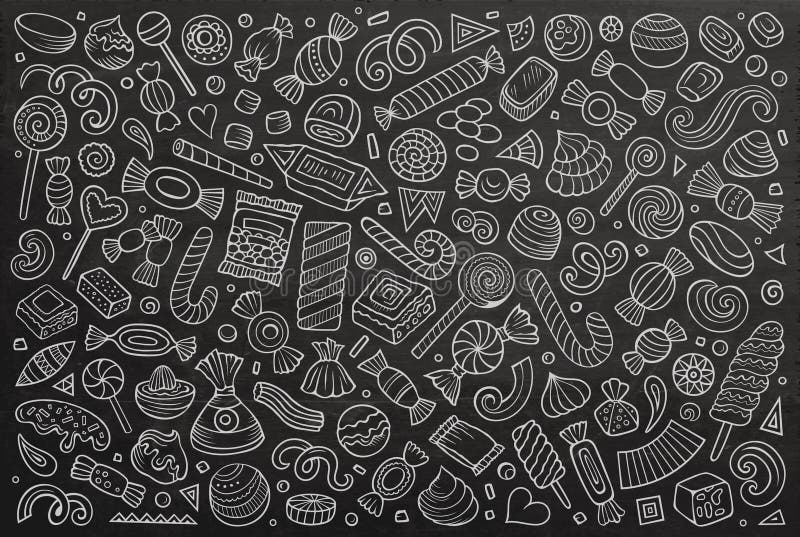 Vector Set of Funny Doodle Cartoon Candies Stock Vector - Illustration ...