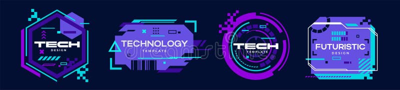 Vector Set of Futuristic it Badges Stock Vector - Illustration of ...