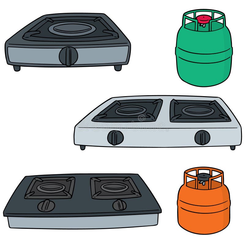 Vector set of gas stove stock vector. Illustration of creative - 117628404