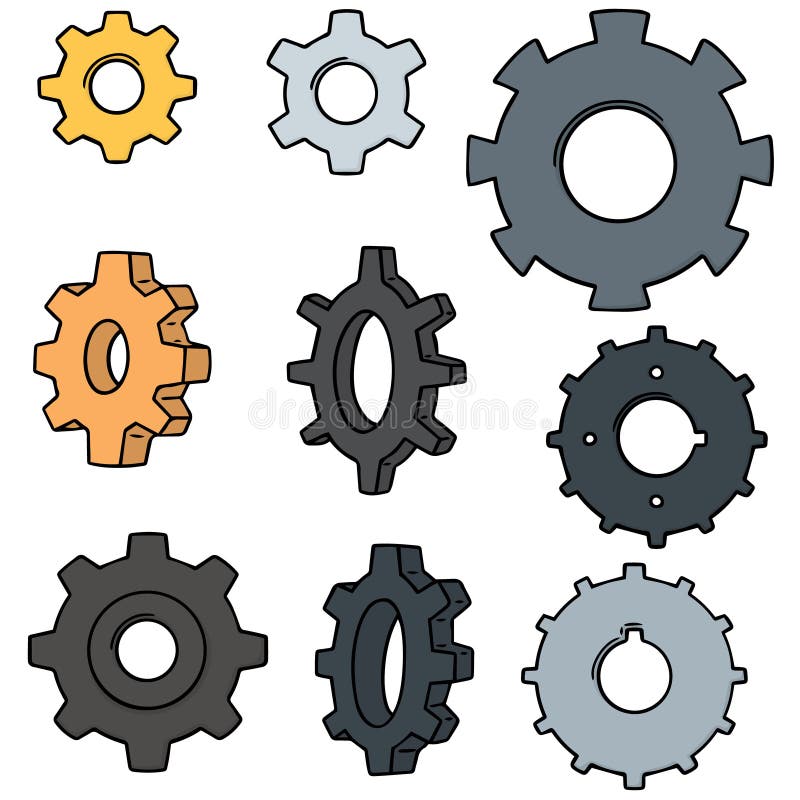 Vector set of gear stock vector. Illustration of draw - 118138201