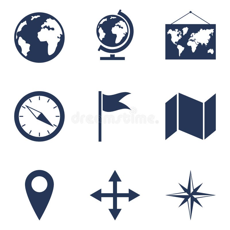Vector Set of Geo Icons. Geographical School Pictograms Stock Vector ...