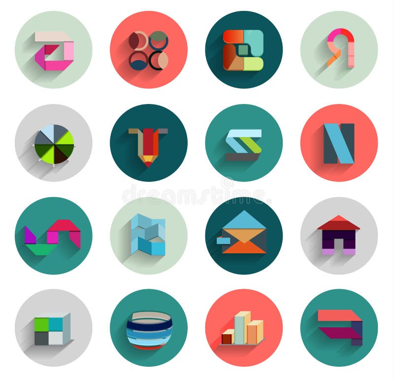 Vector Set of Geometric Abstract Flat Icons Stock Vector - Illustration ...