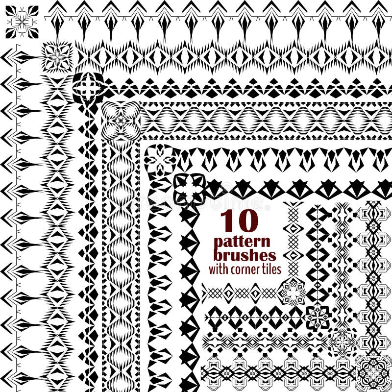 Vector Set of Geometric Borders in Ethnic Boho Style. Collection of ...