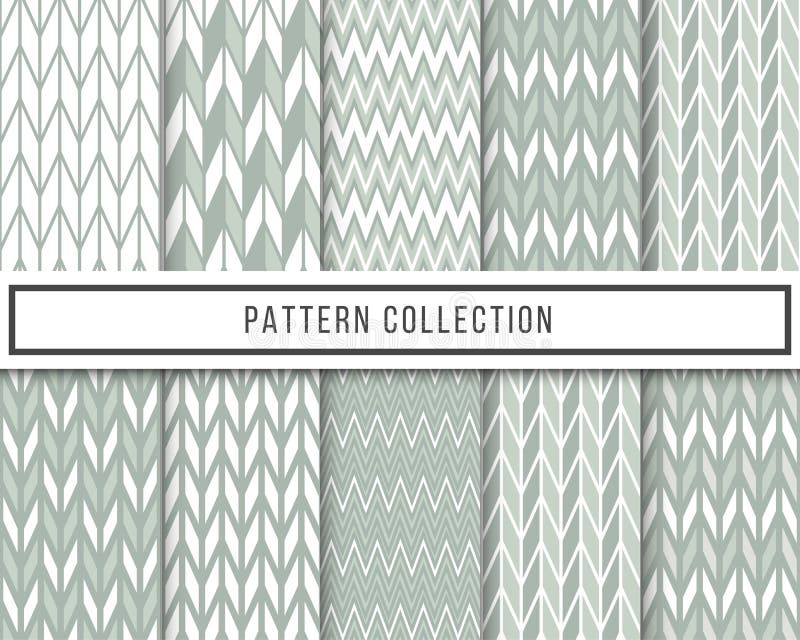 Vector Set of 10 Geometric Chevron Zigzag Seamless Pattern. Repeated ...